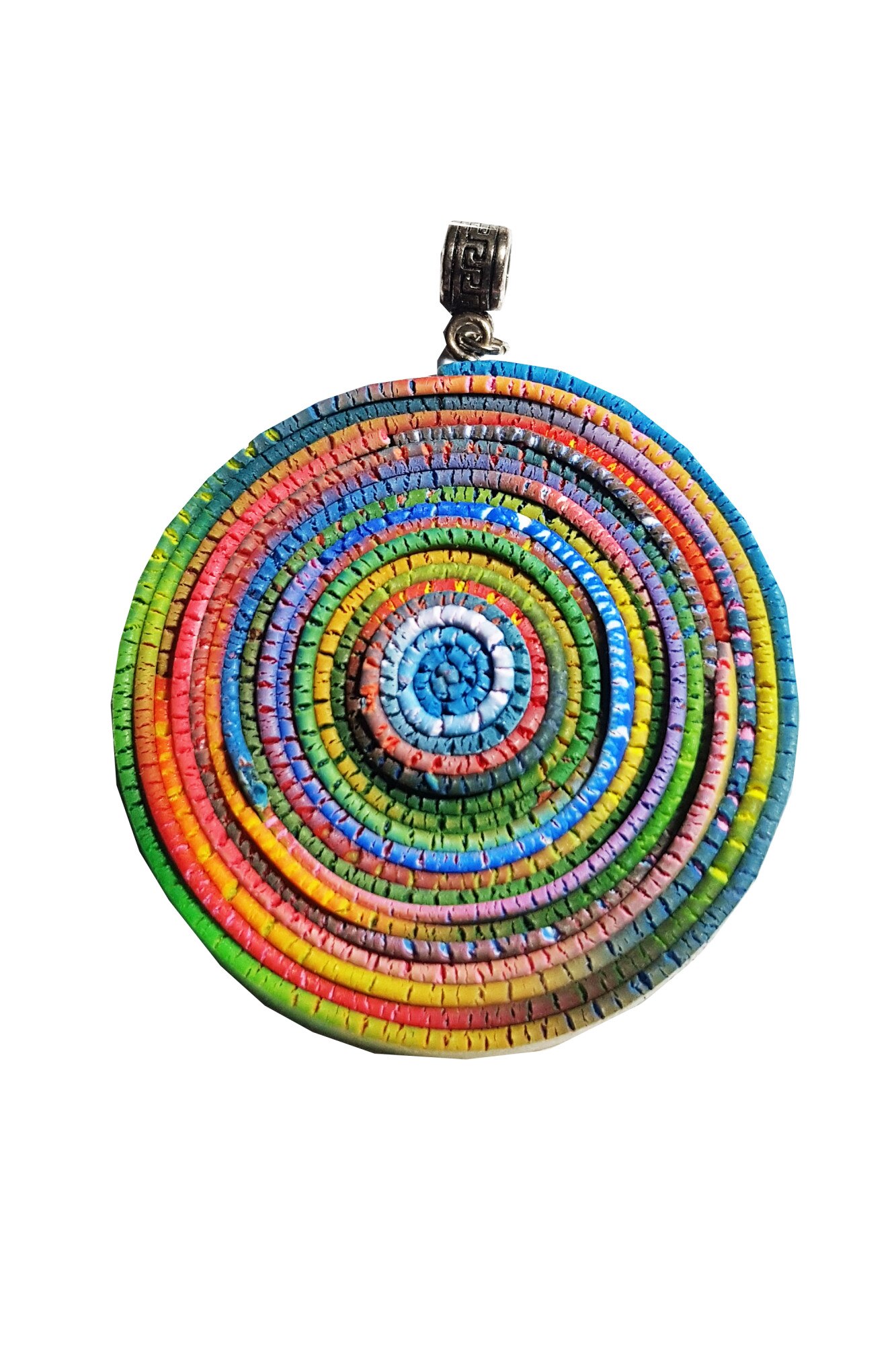 Medalion modelat manual din argila polimerica - Concentric, Multicolor ...