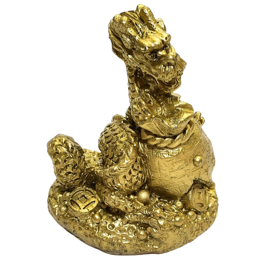 Statueta dragon auriu, remdiu Feng Shui din rasina, 95 mm lungime - eMAG.ro