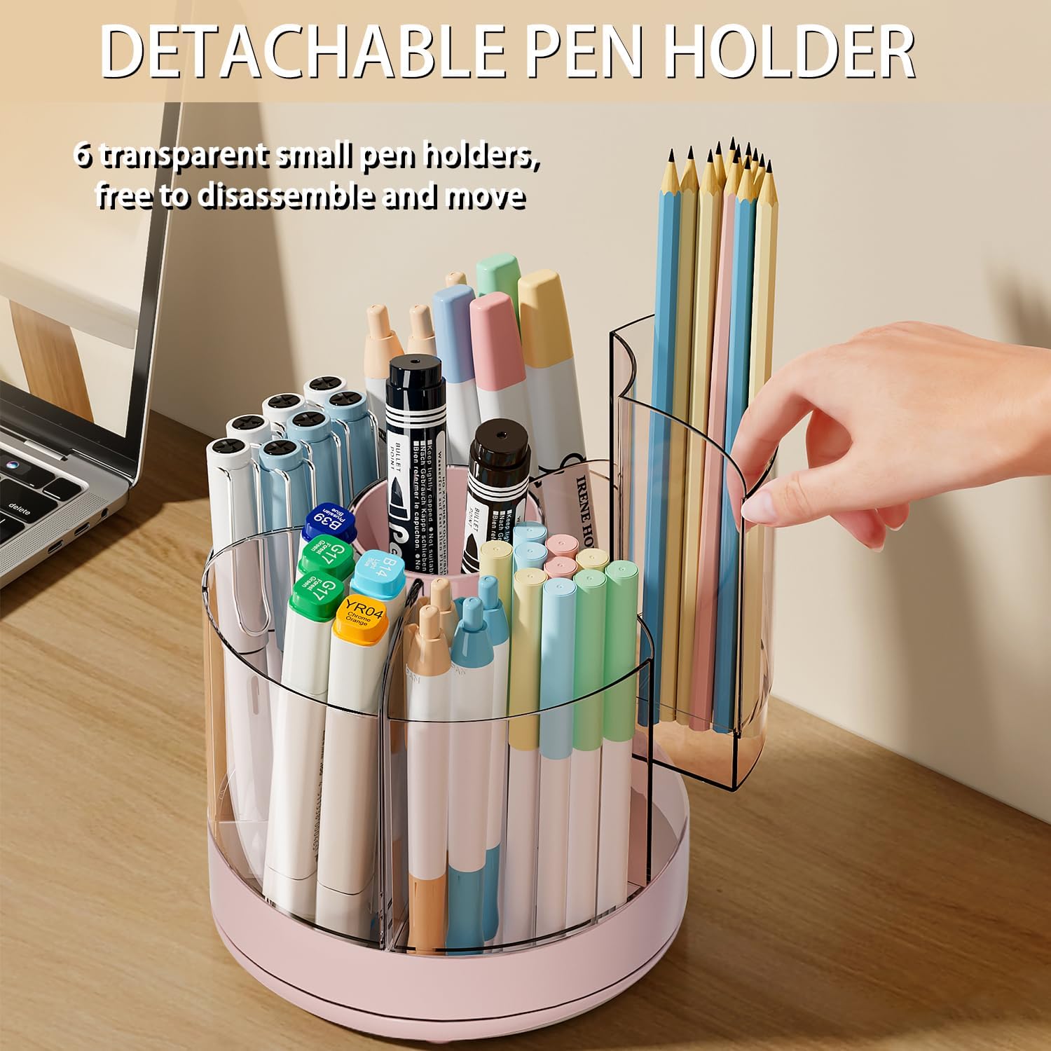 Suport pentru pixuri, Plastic, 14x14 cm, Roz - eMAG.ro