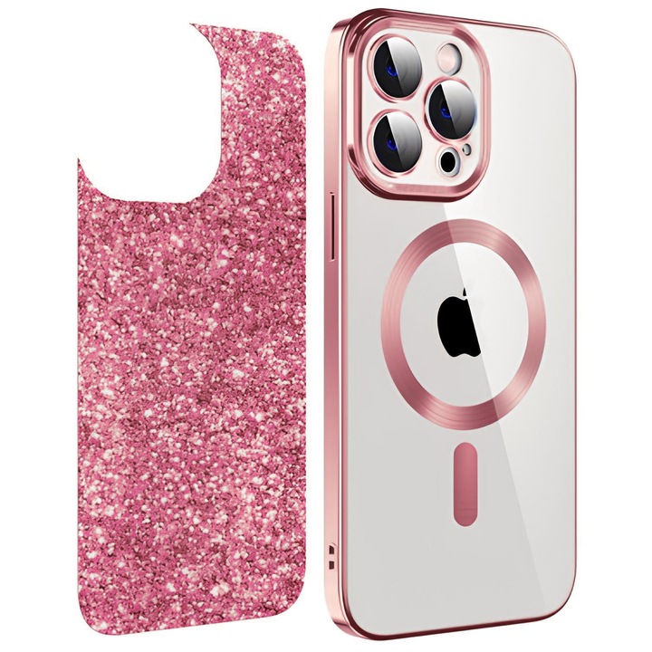 Husa Protectie cu Sclipici pentru iPhone 13, 2 in 1, Functie MagSafe ...