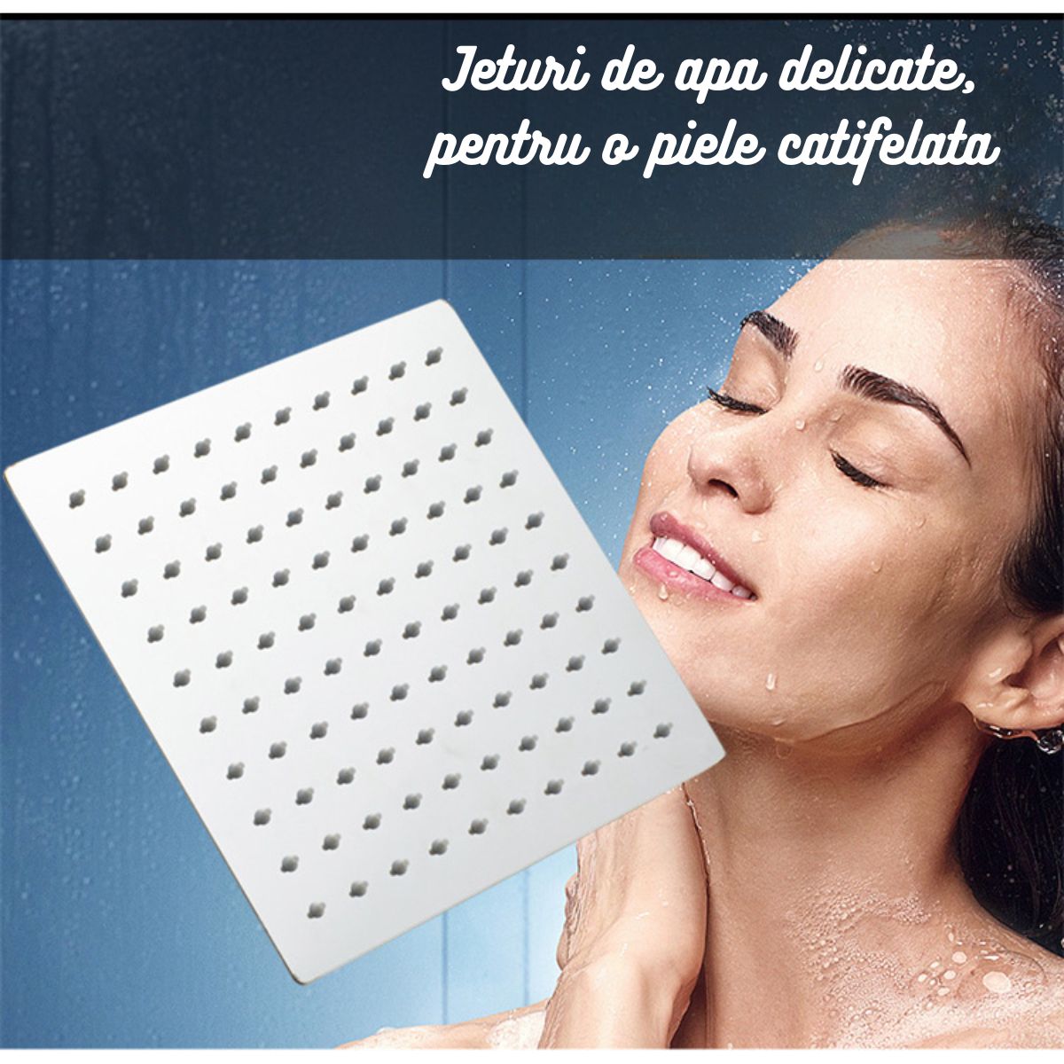 Cap de dus patrat, ultra slim, model ploaie, reglare 360 grade, otel ...