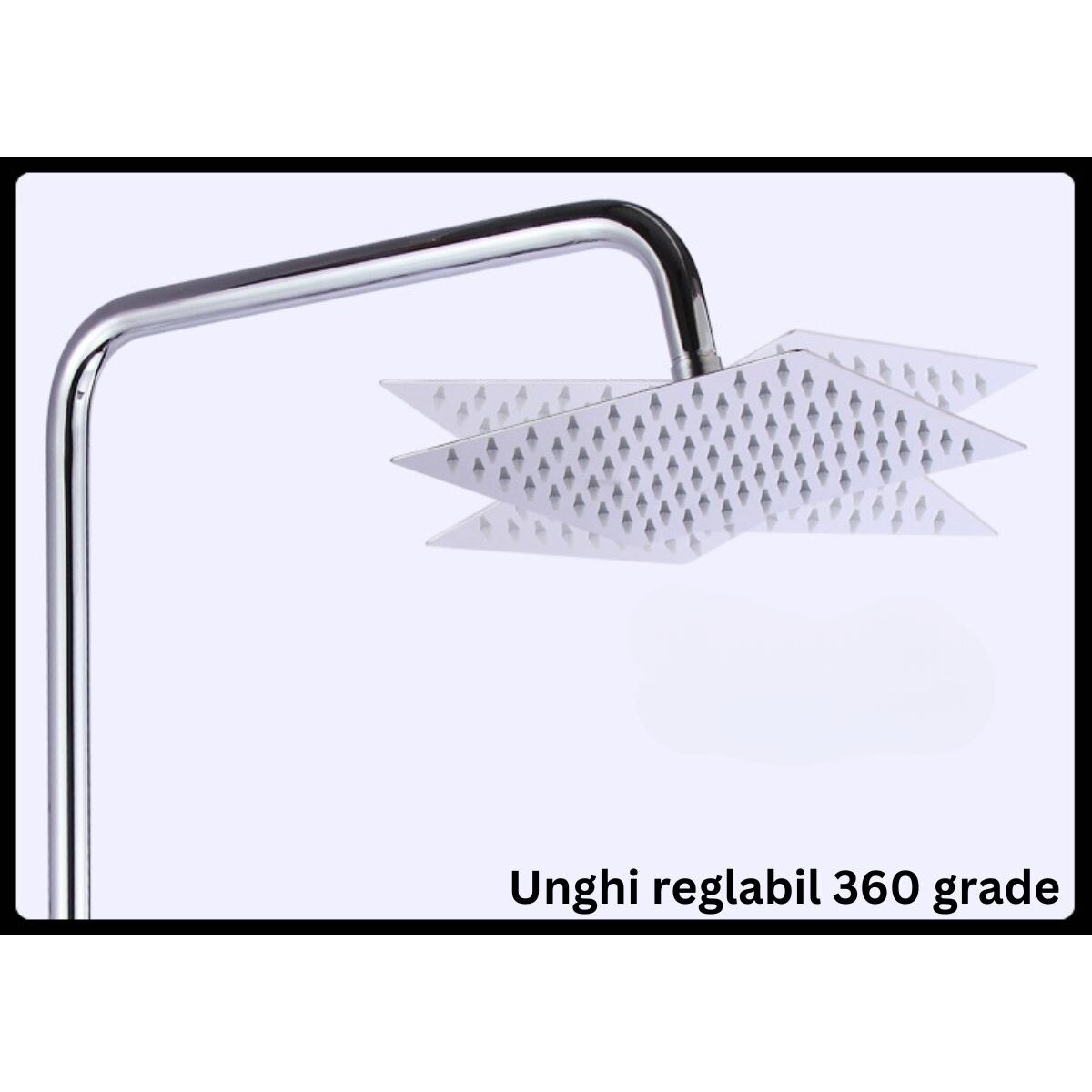 Cap de dus patrat, ultra slim, model ploaie, reglare 360 grade, otel ...