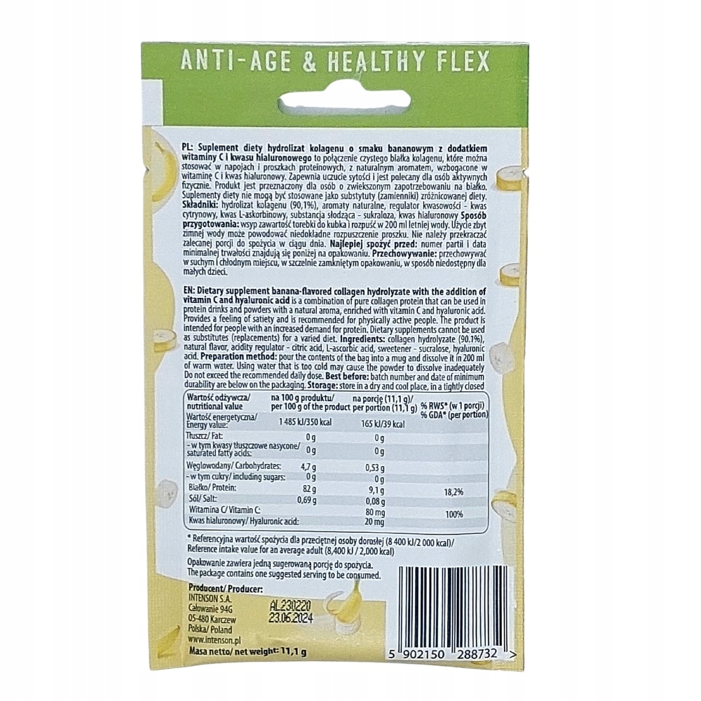 Supliment alimentar, Intenson, Colagen cu aroma de banana, 11g - eMAG.ro