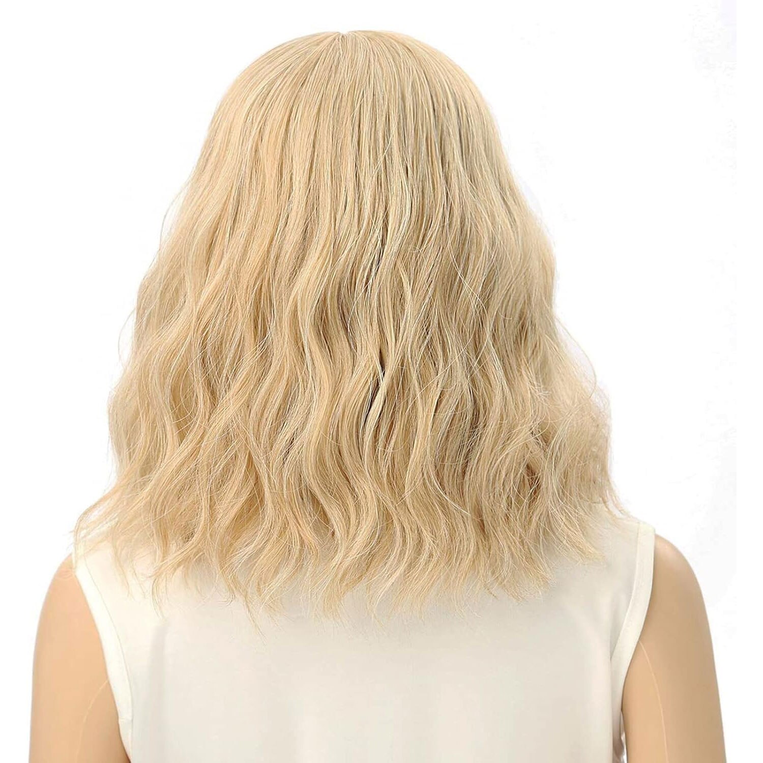 Peruca dama, RASK, cu aspect natural, par mediu, ondulat, 35 cm, Blond ...