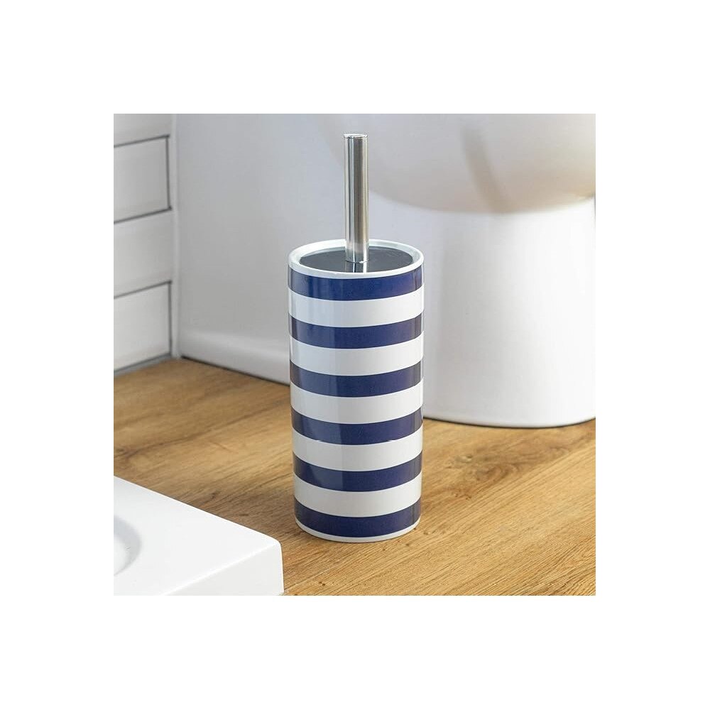 Perie WC cu suport din ceramica, Inox/Ceramica, Alb/Albastru - eMAG.ro