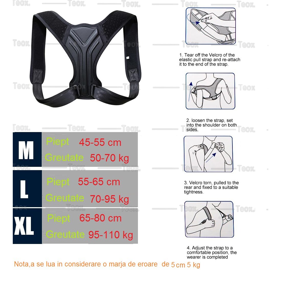 Corector Postura Indreptare Spate Coloana Umeri, Ham ajutator Reglabil ...