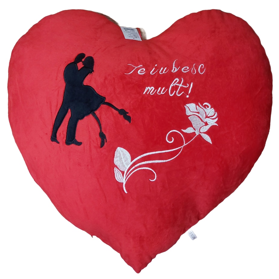 Perna Inima Mare 50cm UraMag, Mesaj "Te iubesc mult!", Rosu/Negru - eMAG.ro