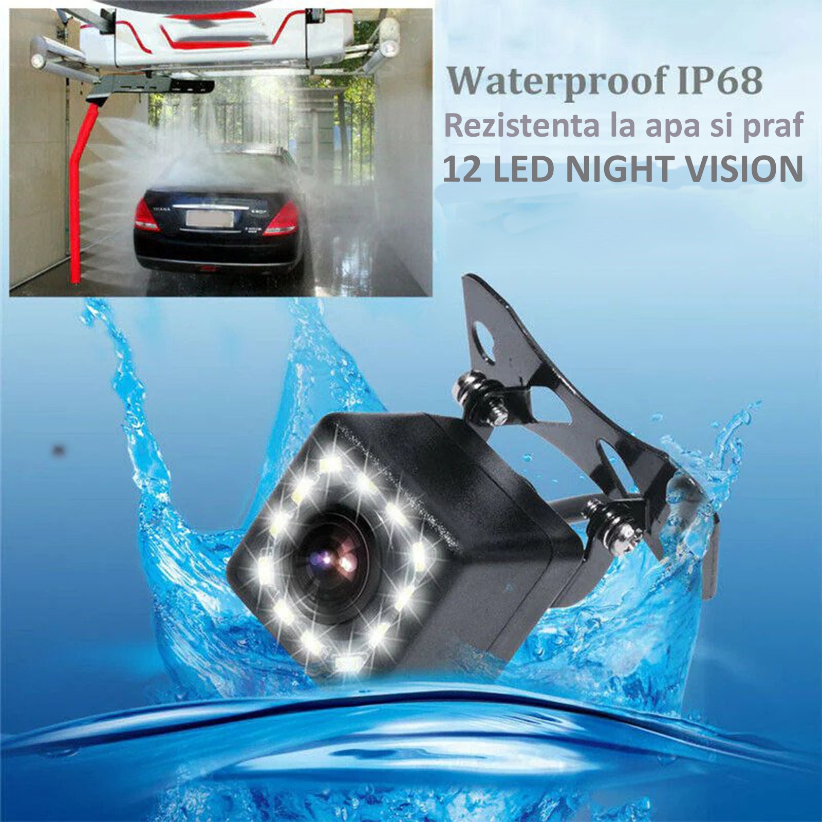 Camera marsarier cu 12 leduri Night Vision, unghi filmare 170 grade ...