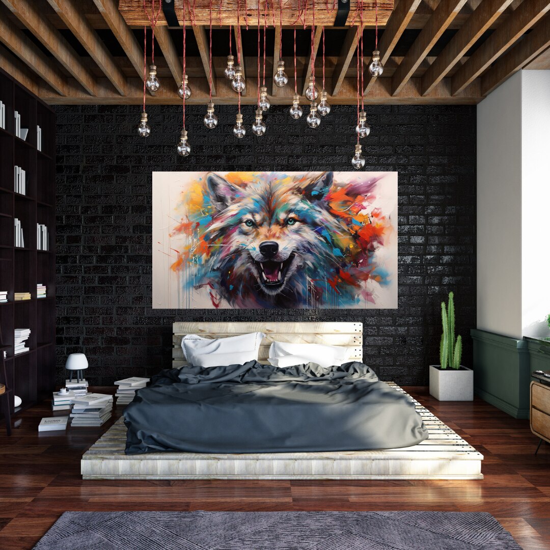 Tablou Canvas, Arta Abstracta Natura, Model cu Lup 3, 50x90 cm - eMAG.ro