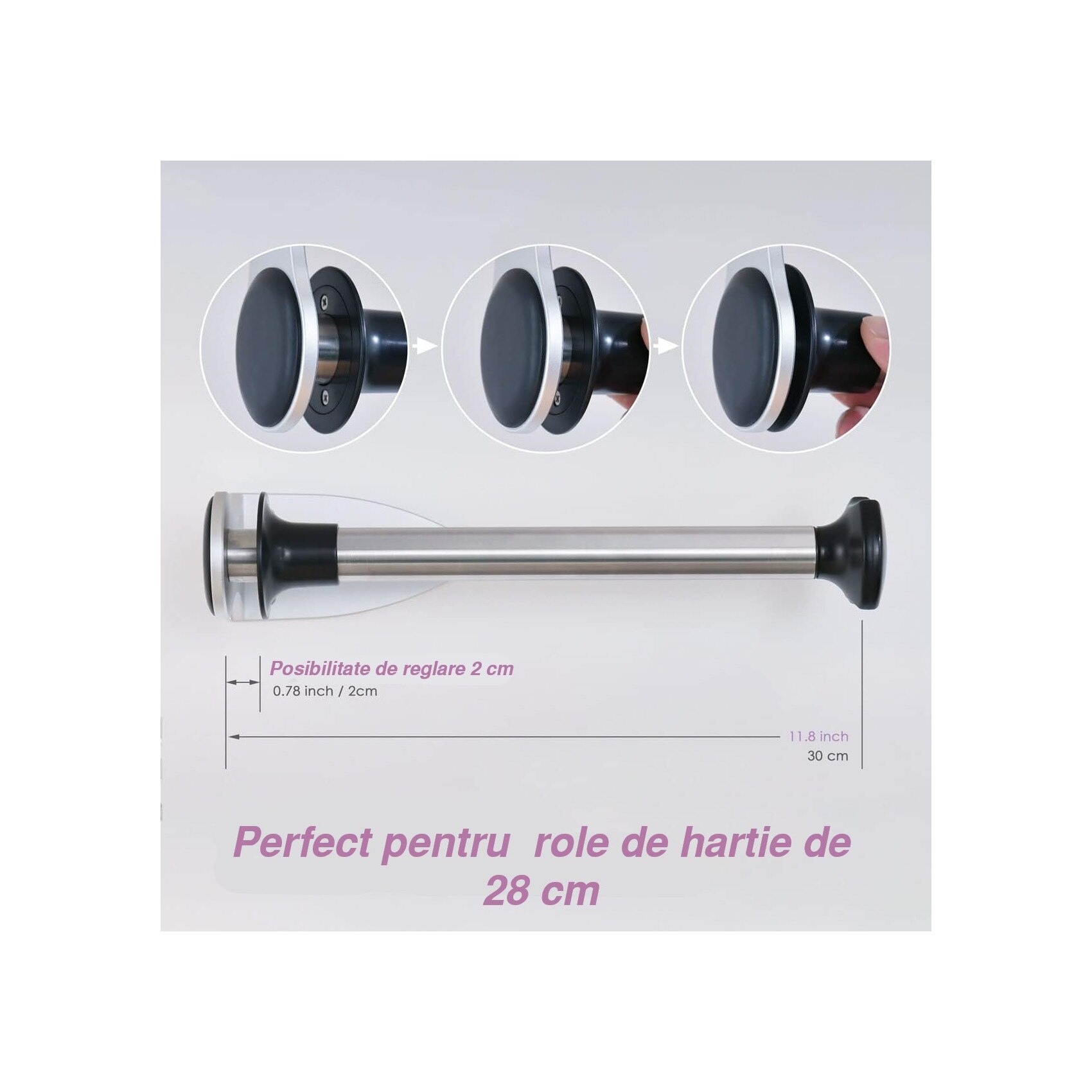 Suport rola de hartie pentru bucatarie, montaj autoadeziv sau prin ...