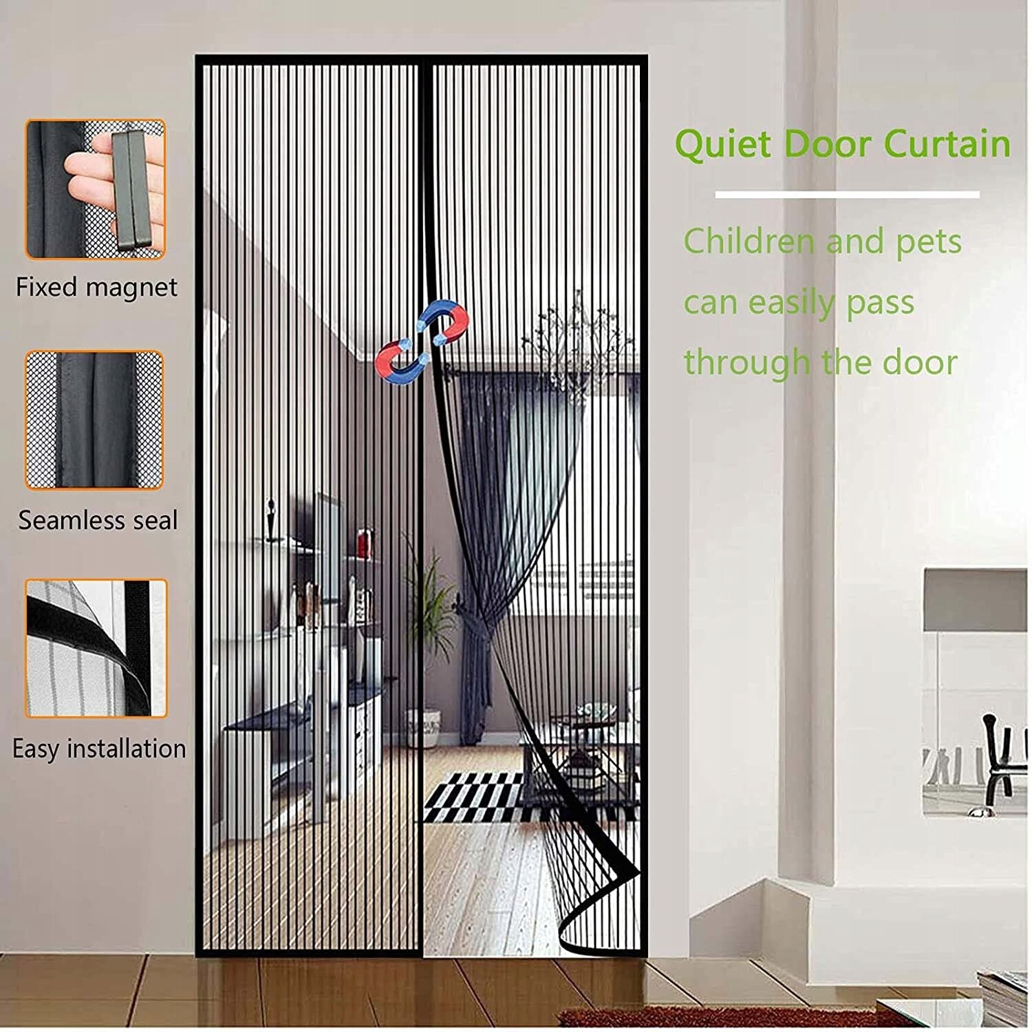 Plasa de tantari pentru usi, Luka, Poliester, Cu magnet, 220x110 cm ...