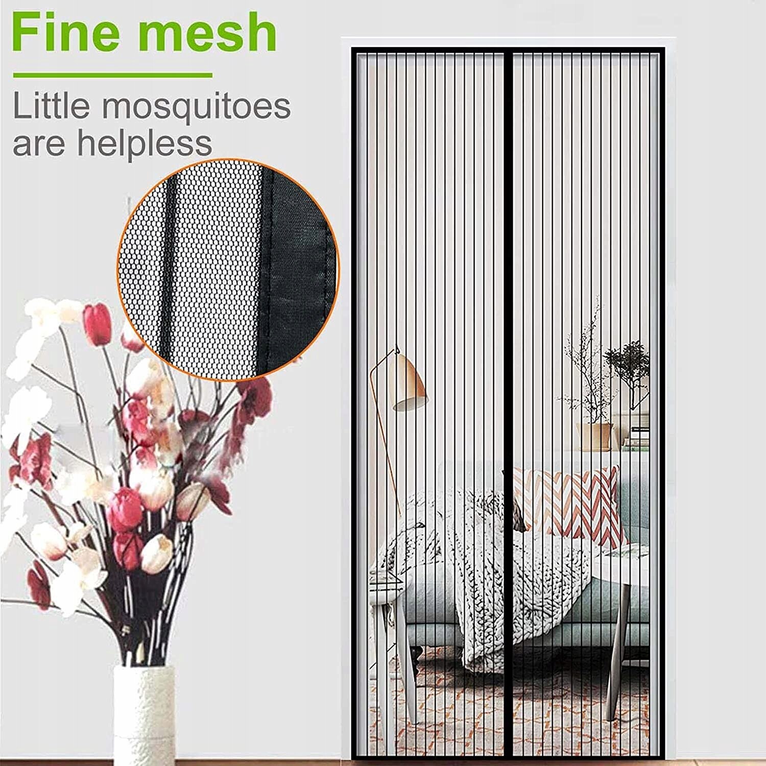 Plasa de tantari pentru usi, Luka, Poliester, Cu magnet, 220x110 cm ...