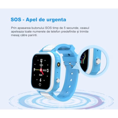 Ceas Smartwatch copii 4G cu GPS, DH9S, functie Telefon, apel Video si ...