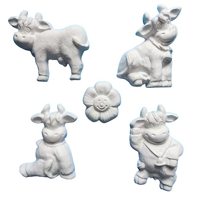 Figurine Ipsos de pictat – Vacute si vitei la ferma, dimensiuni mari ...