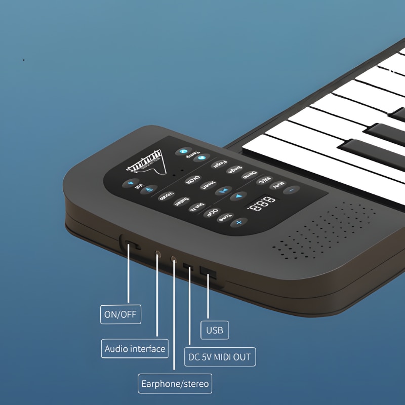 Pian pliabil multifunctional MaGeCa® cu 61 de taste, Design portabil ...