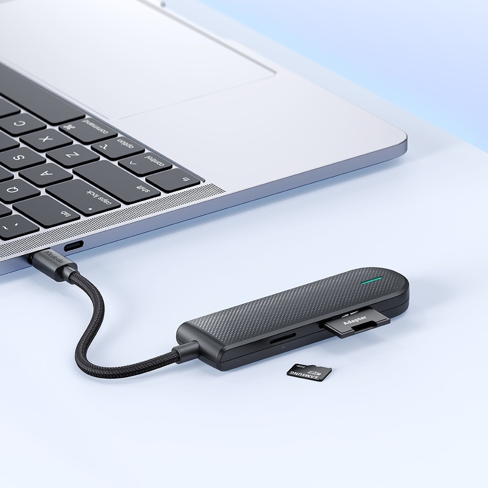Adaptor 5 in 1, Mcdodo, Splitter USB, USB-C - 3x USB-A + SD/TF 5Gbps, HUB LED, pentru MacOS ...