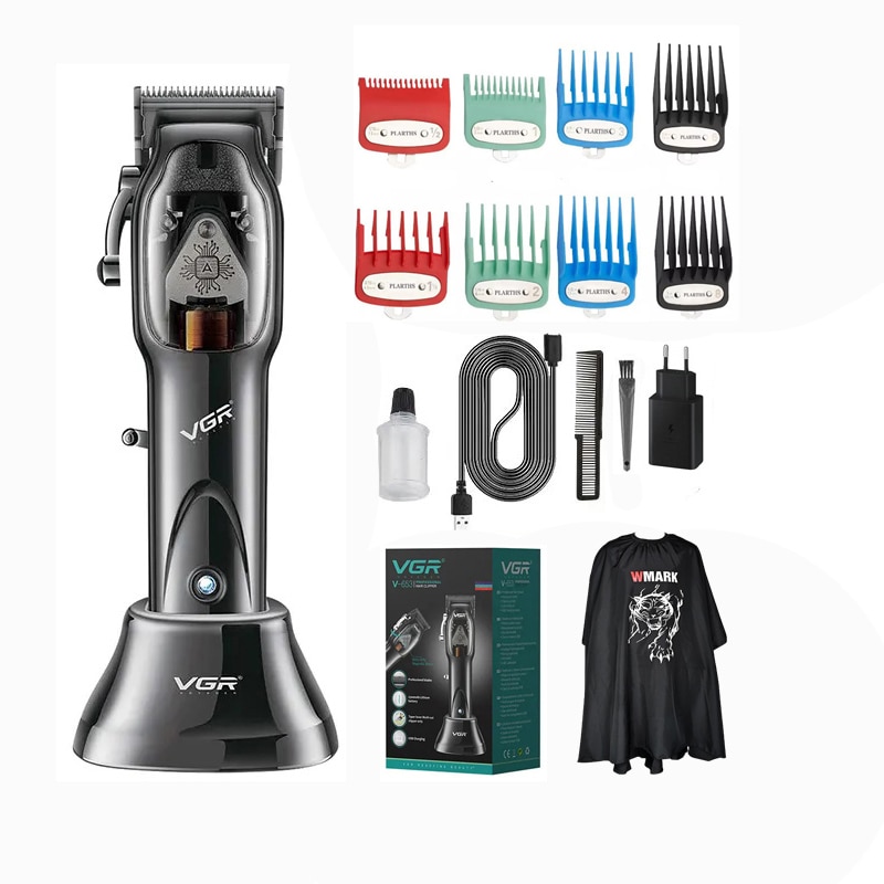 Masina de tuns profesionala VGR V-653 cu acumulator, motor magnetic 9000rpm, stand incarcare ...