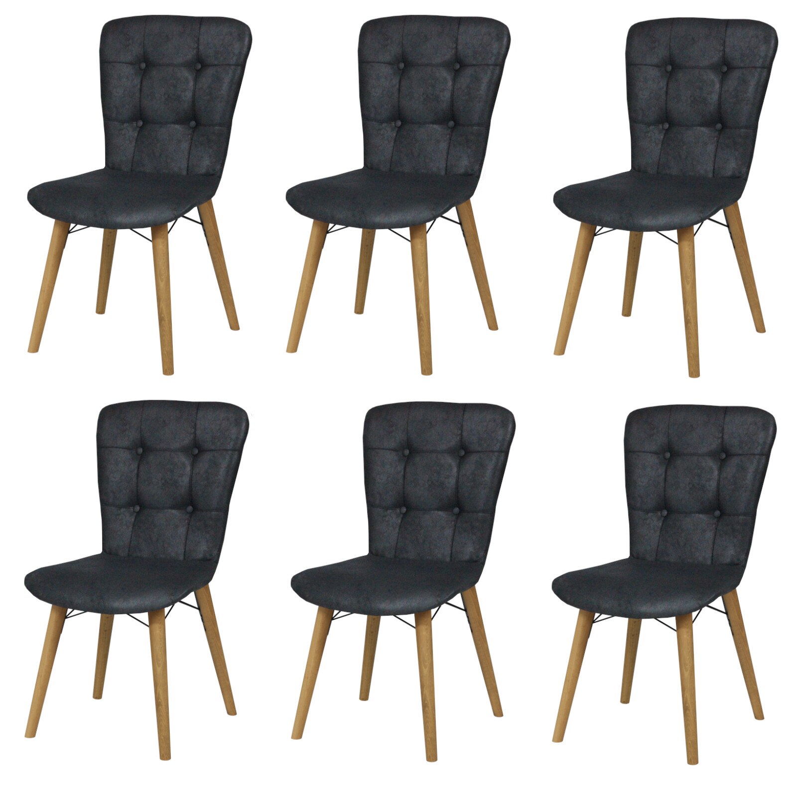 Set masa extensibila Aris Negru Marmorat cu 6 scaune Artur negru ...