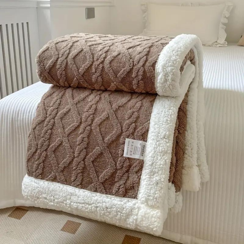 Patura Sherpa Dubla Pufoasa cu Blanita Alba Berryshop® Cozy Home ...