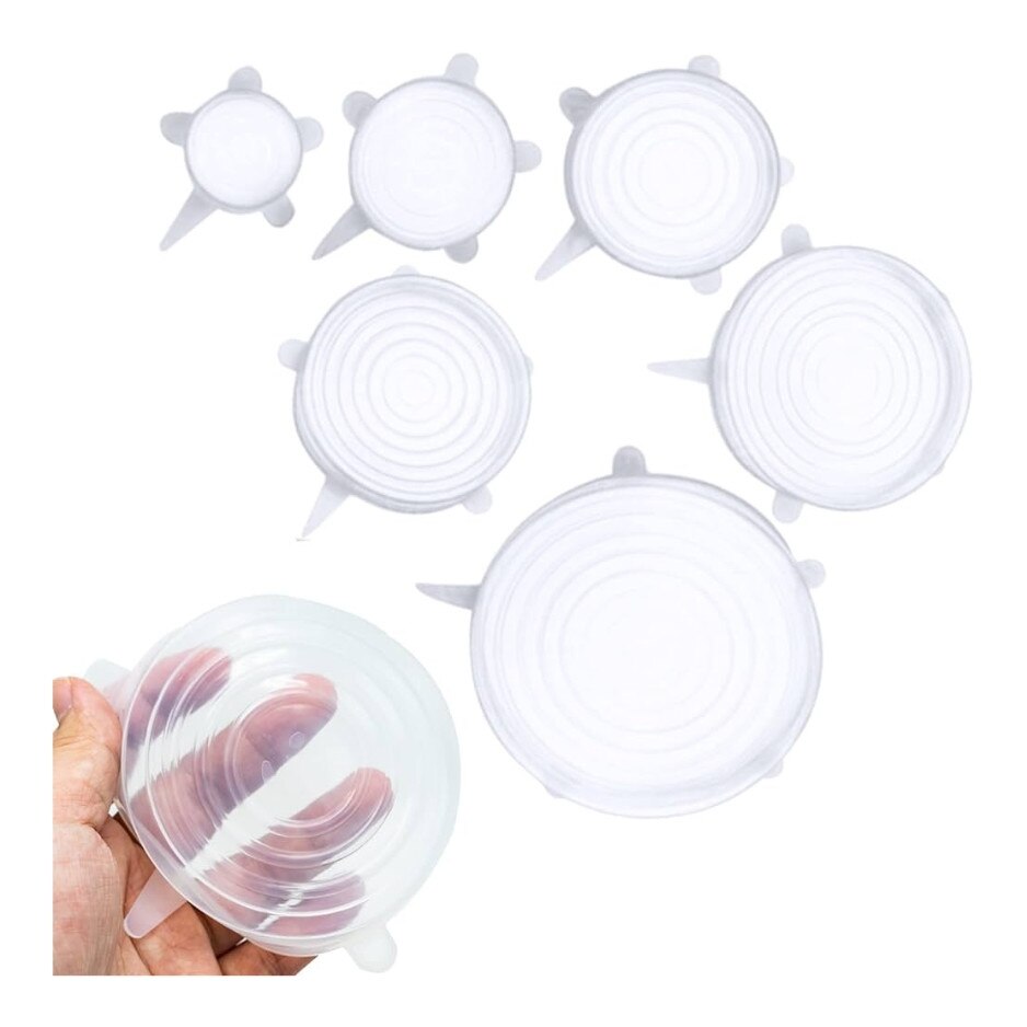 Set 6 capace flexibile din silicon, marimi diferite, transparente - eMAG.ro