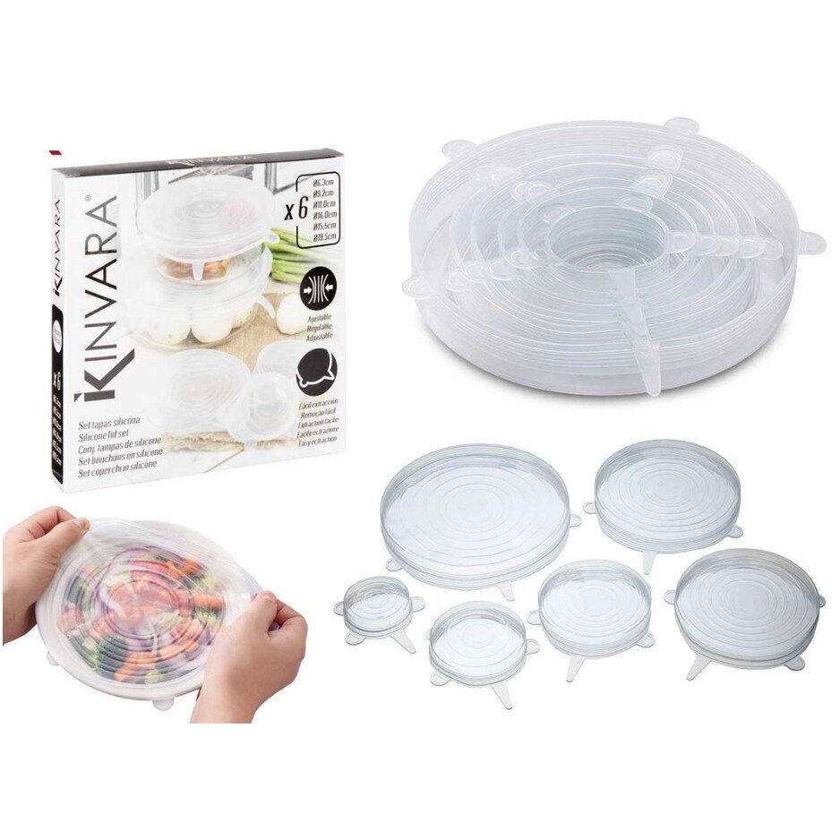 Set 6 capace flexibile din silicon, marimi diferite, transparente - eMAG.ro