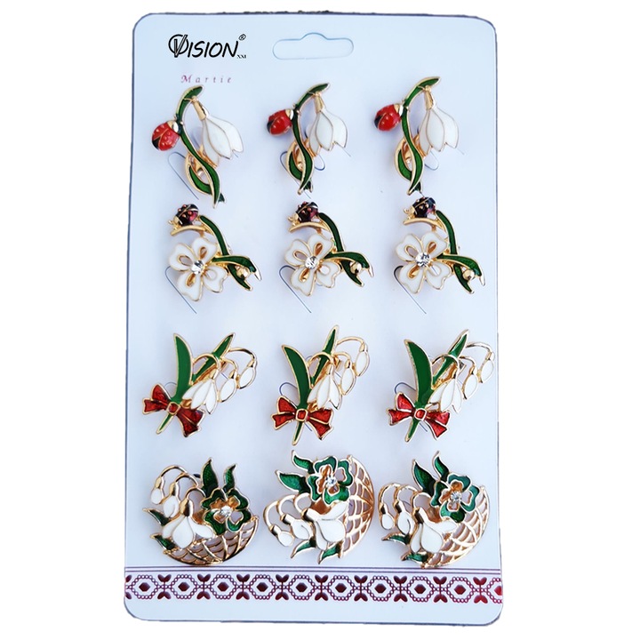 Set 12 brose pentru martisor "Simboluri de Primavara 212" Colectia ...