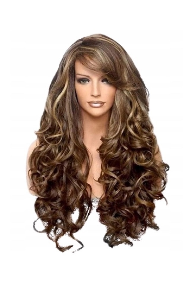 Peruca lunga din par sintetic, Ondulat, Pe Grila, 60cm, Maro - eMAG.ro