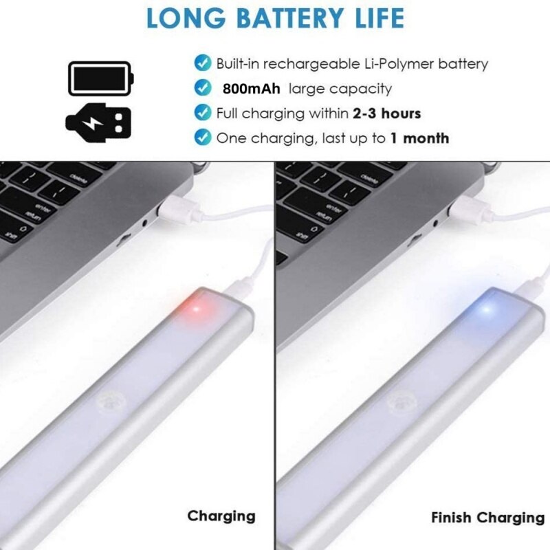 Lumina dulap cu senzor de miscare LED, JESWO, USB, 3 moduri de lucru ...