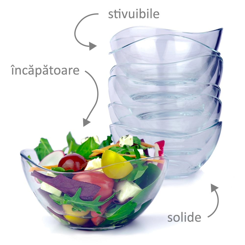 Set 6 boluri Model Vira 310ml pentru supe, sosuri, salate, fructe, mic ...