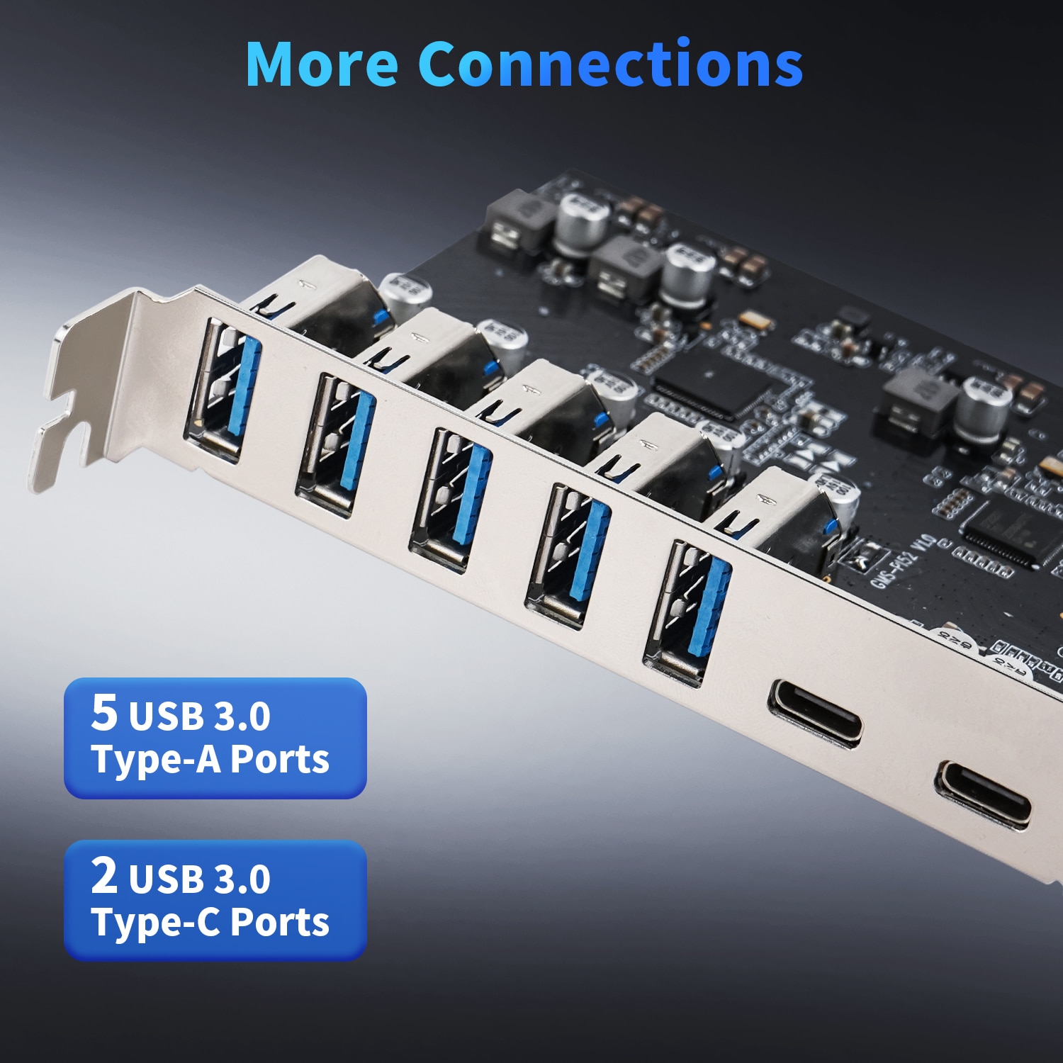 Placa de expansiune PCI-E cu 7 porturi la USB 3.0, JESWO, viteza de 5 Gbps, 5 xType A, 2 xType C ...