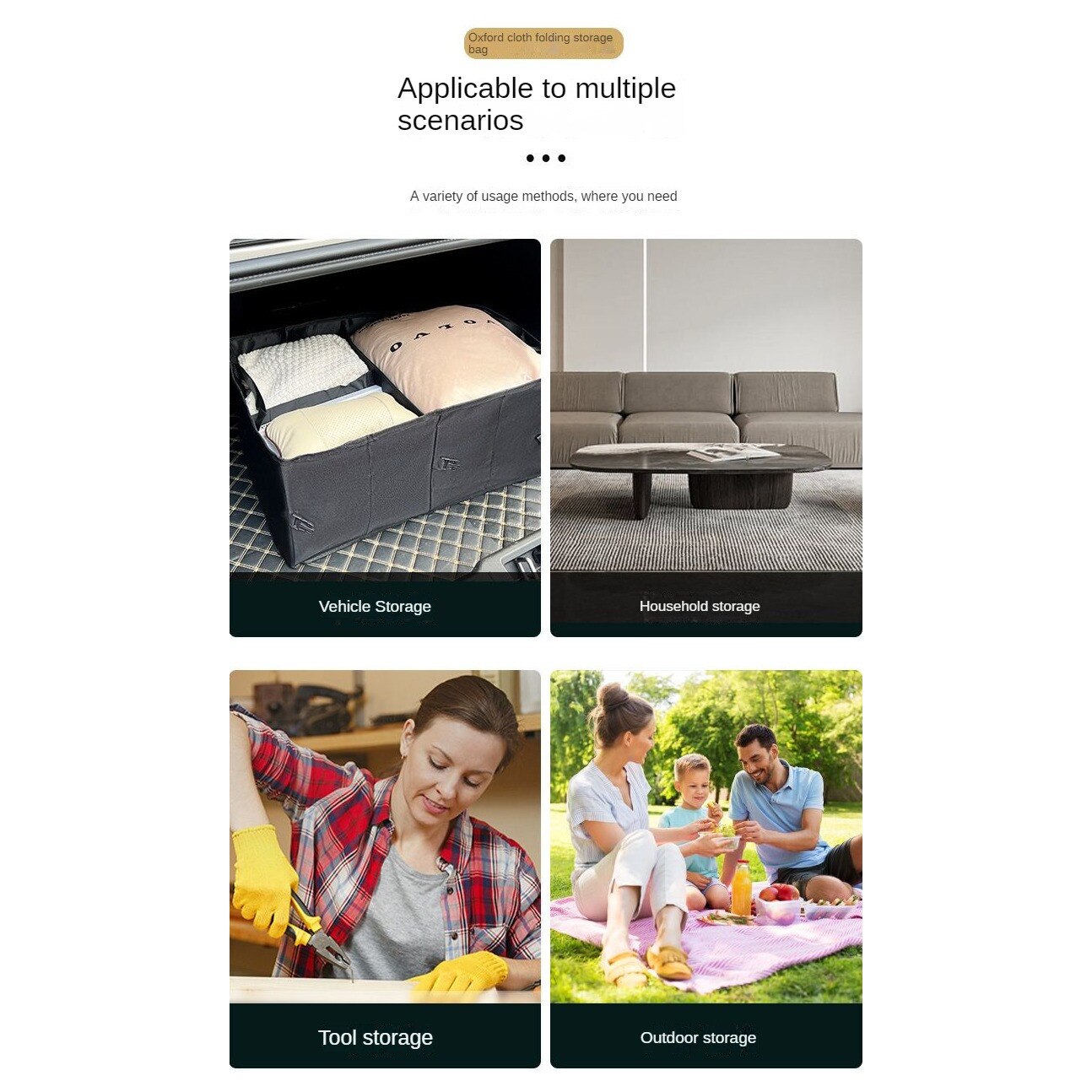 Cutie de depozitare pliabila pentru masina, 530×390×265mm, Negru - eMAG.ro