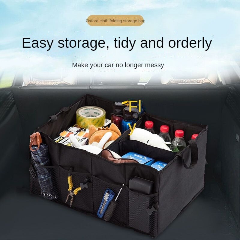 Cutie de depozitare pliabila pentru masina, 530×390×265mm, Negru - eMAG.ro