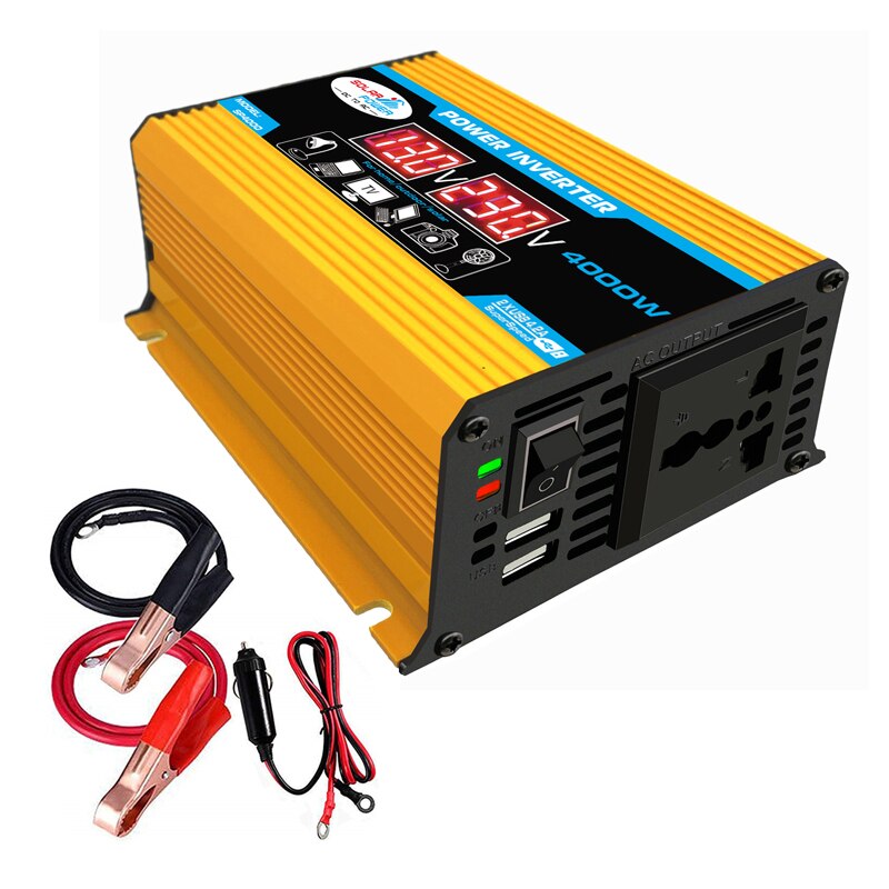 Invertor auto, 12V-220V, 300W, Galben - eMAG.ro