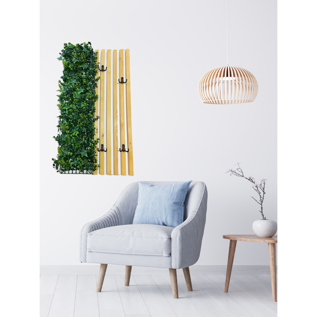 Cuier cu riflaje si verdeata artificiala, 100 x 55 cm, alb - eMAG.ro