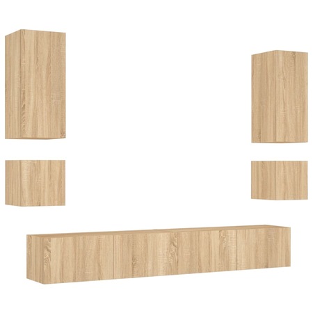 Set mobilier TV, Zakito Europe, Lemn, iluminare Led RGB, Maro - eMAG.ro