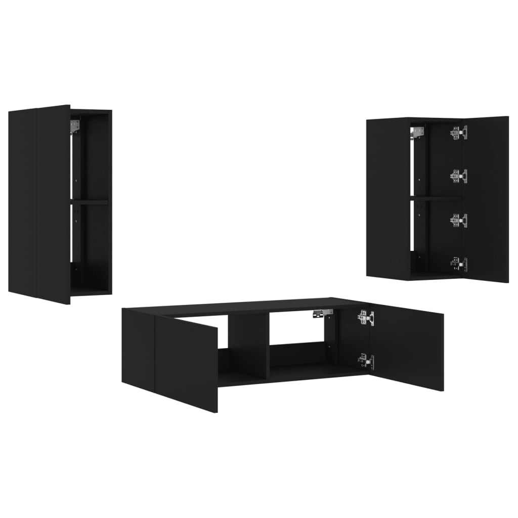 Set Mobilier TV Zakito Europe, Iluminare LED RGB, Negru, 2x(30 ...