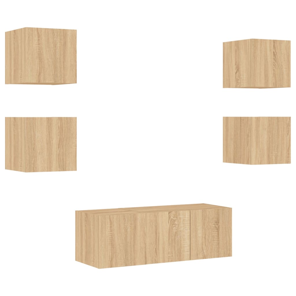 Set Mobilier TV, Zakito Europe, LED RGB, Lemn, Sonoma Stejar ...