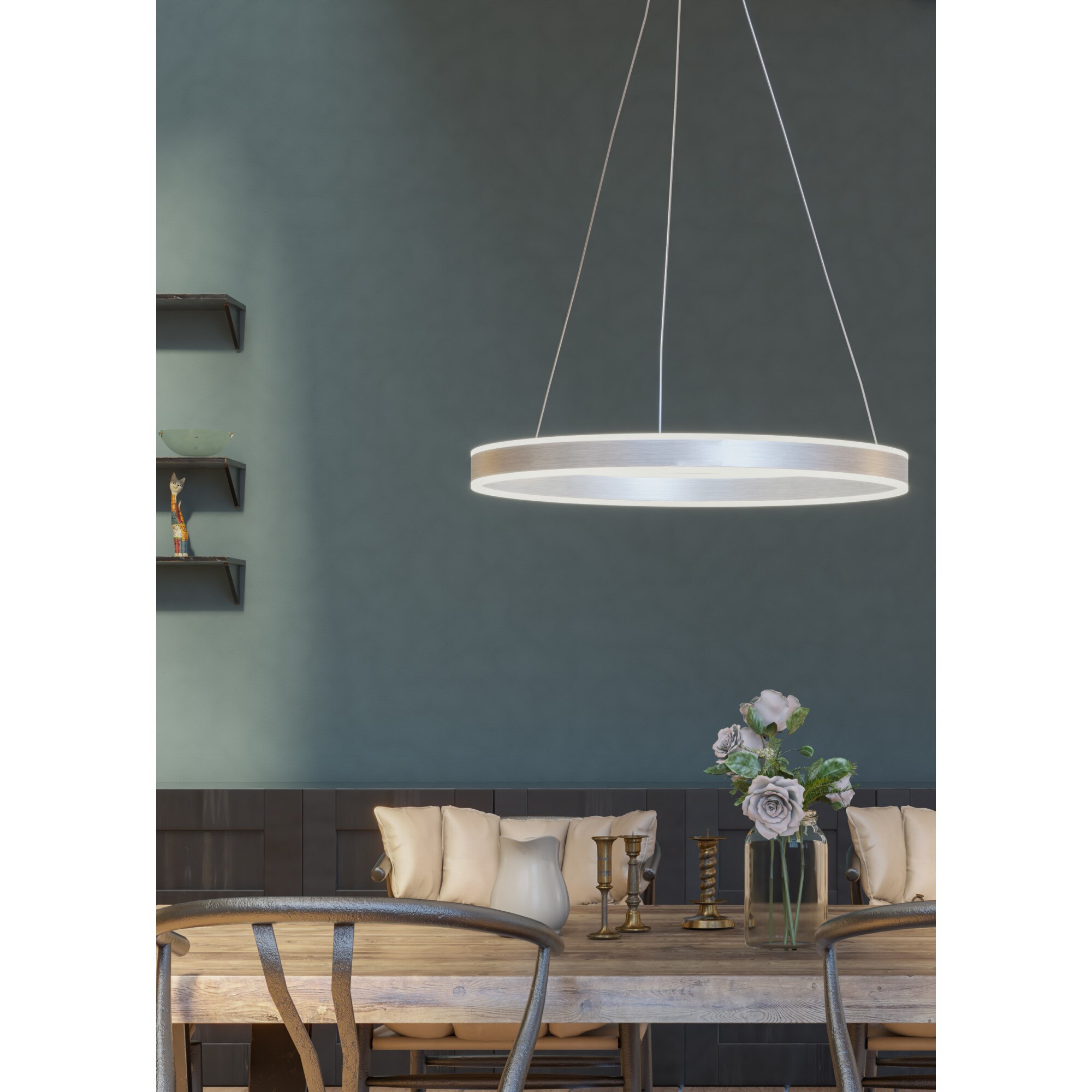 Lustra Suspendata Led Wofi Lena Dimabila 3000K 2200 lumeni 33W Argintie ...