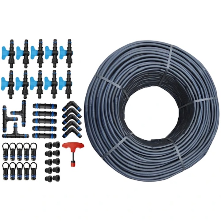 Set furtun irigatii prin picurare 100 metri, distanta orificii 20 cm ...