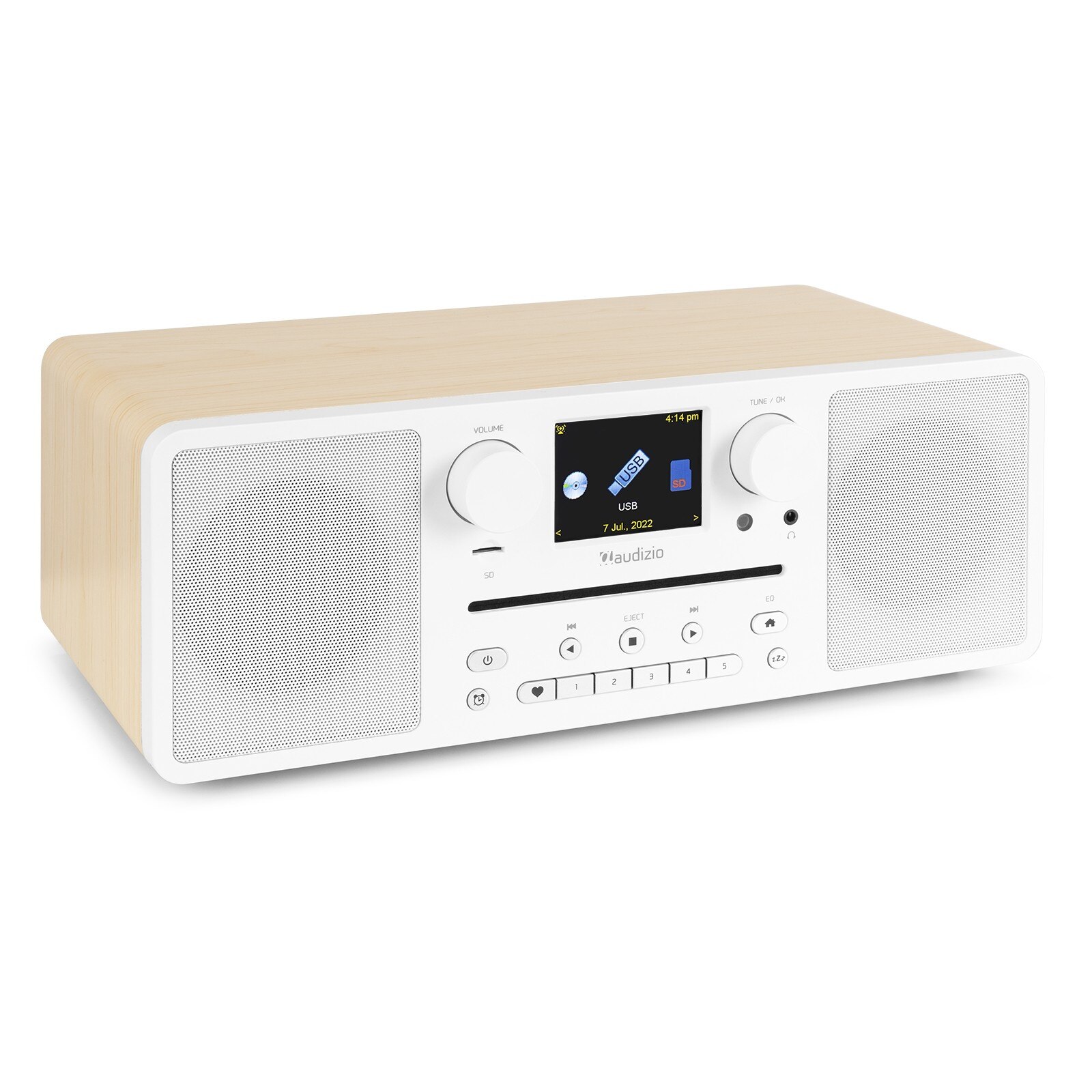 Radio internet, 60W, Bluetooth/CD/DAB+/FM/Wi-Fi/SD/USB, alb, Audizio ...