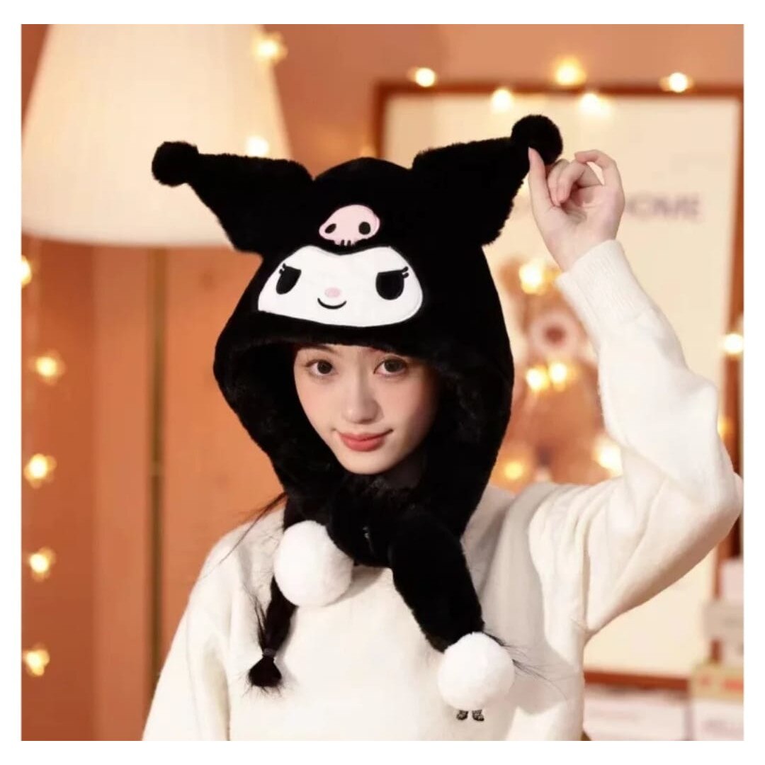 Caciula pentru copii, model Sanrio Kuromi, leduri si miscari din urechi ...