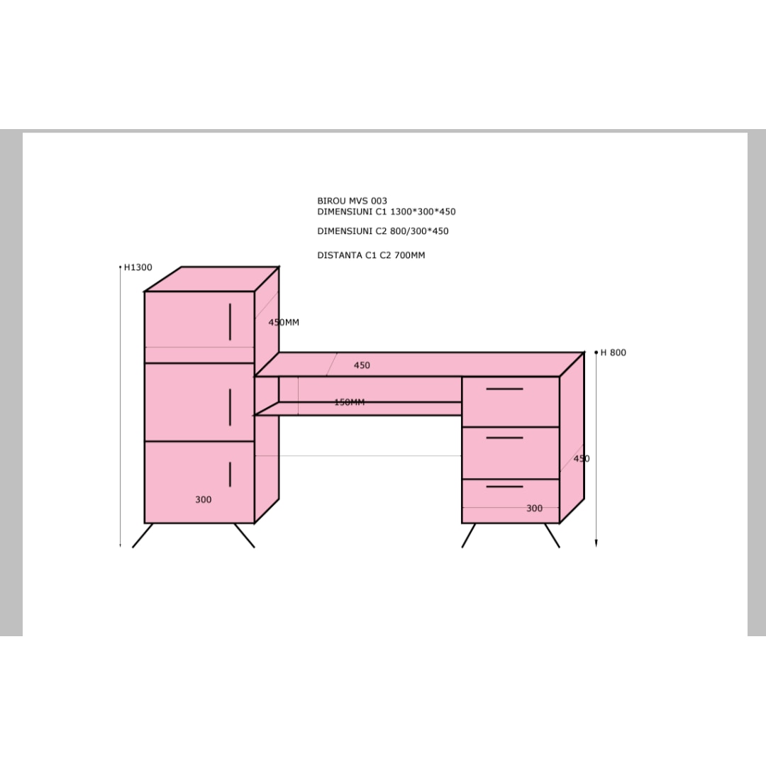 Birou roz 1400mm - eMAG.ro