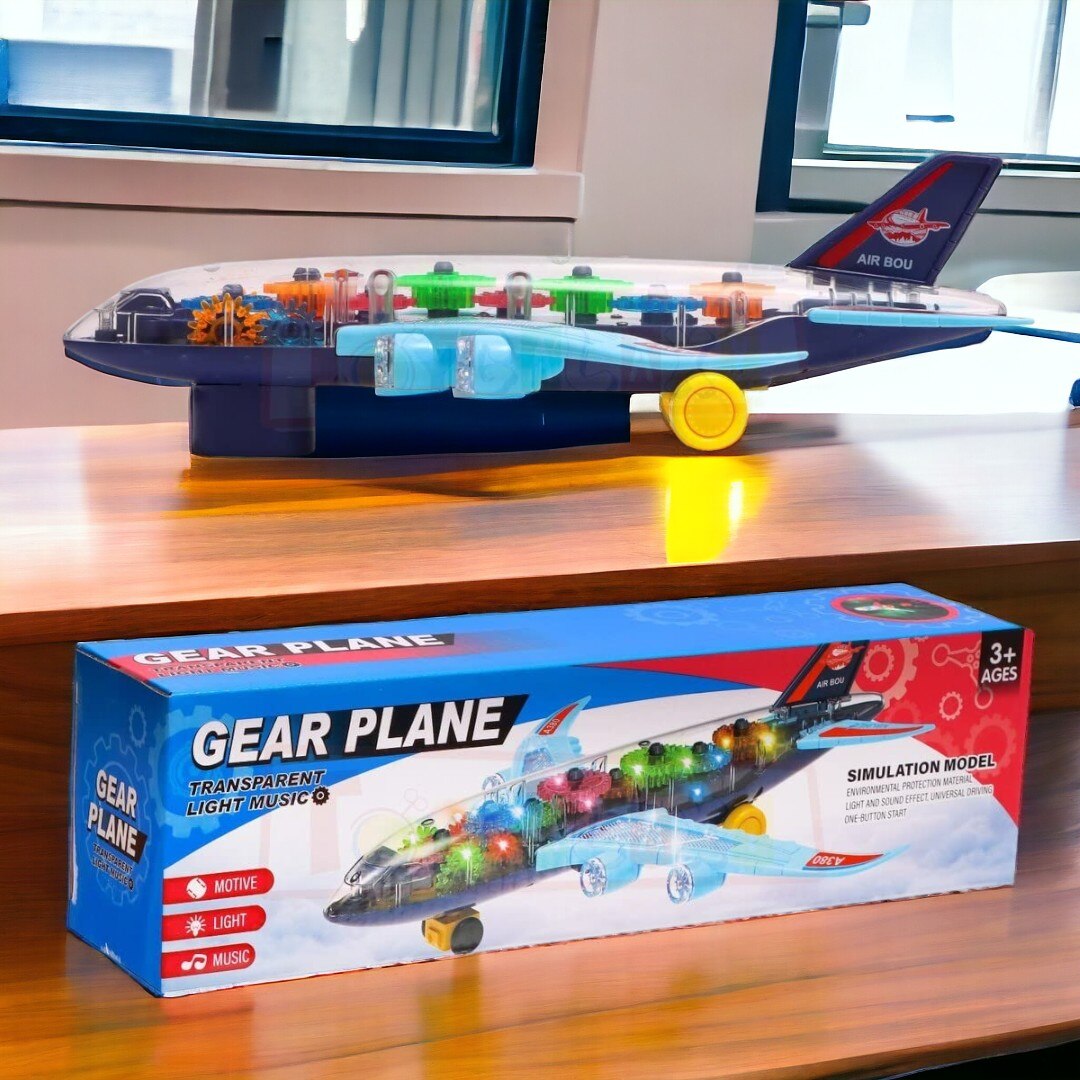 3D играчка самолет, прозрачен и интерактивен, 2 цвята син и червен ...