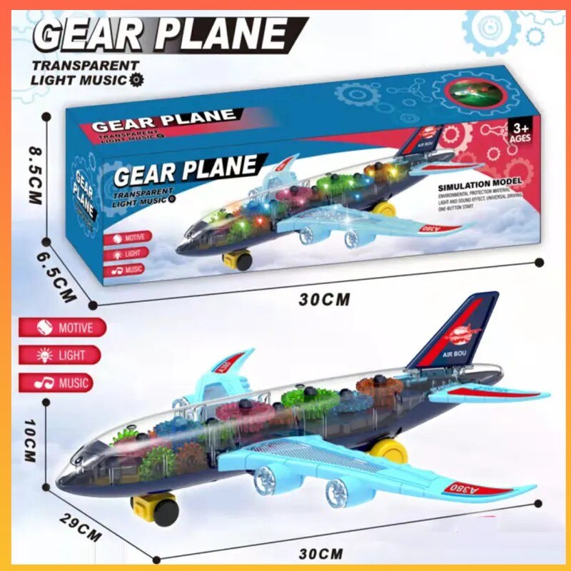 3D играчка самолет, прозрачен и интерактивен, 2 цвята син и червен ...