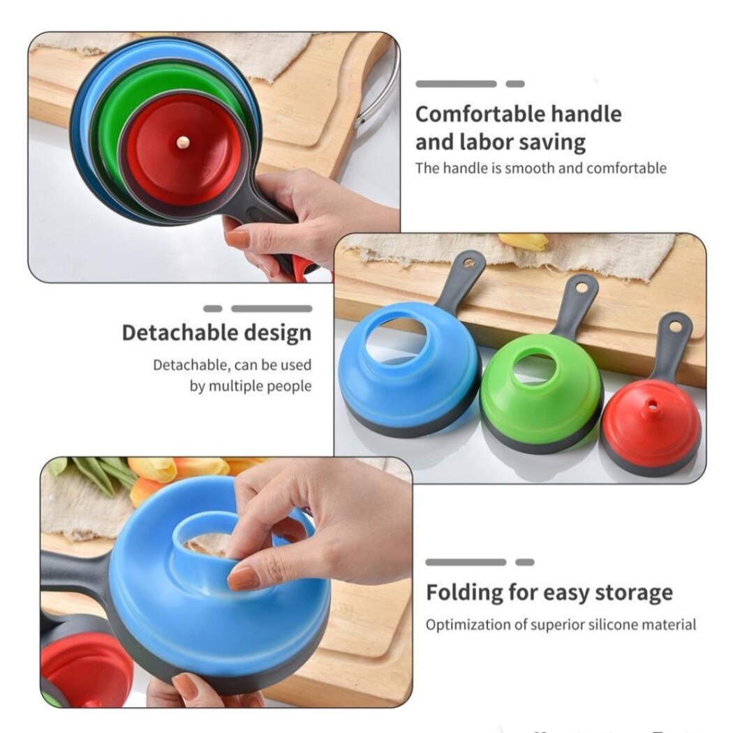 Set de palnii colorate din silicon cu 3 dimensiuni diferite ale gurii ...