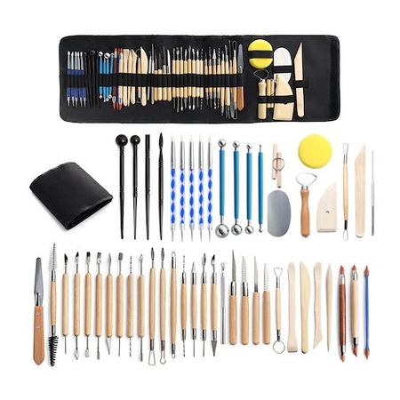 Unelte modelaj, set 52 instrumente artizanat, accesorii olarit, cutite ...