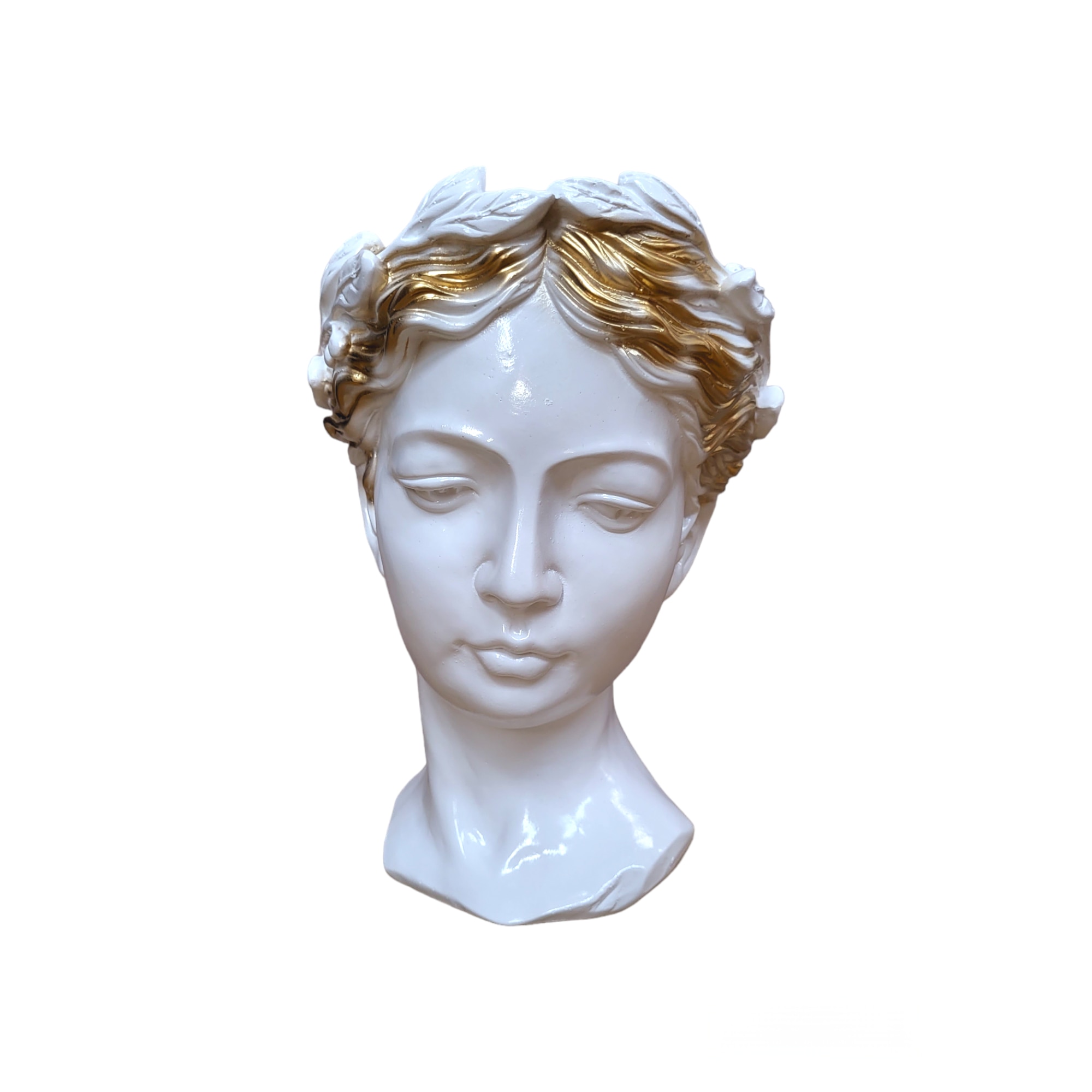 Ghiveci Cap zeita, alb aur, h33cm - eMAG.ro