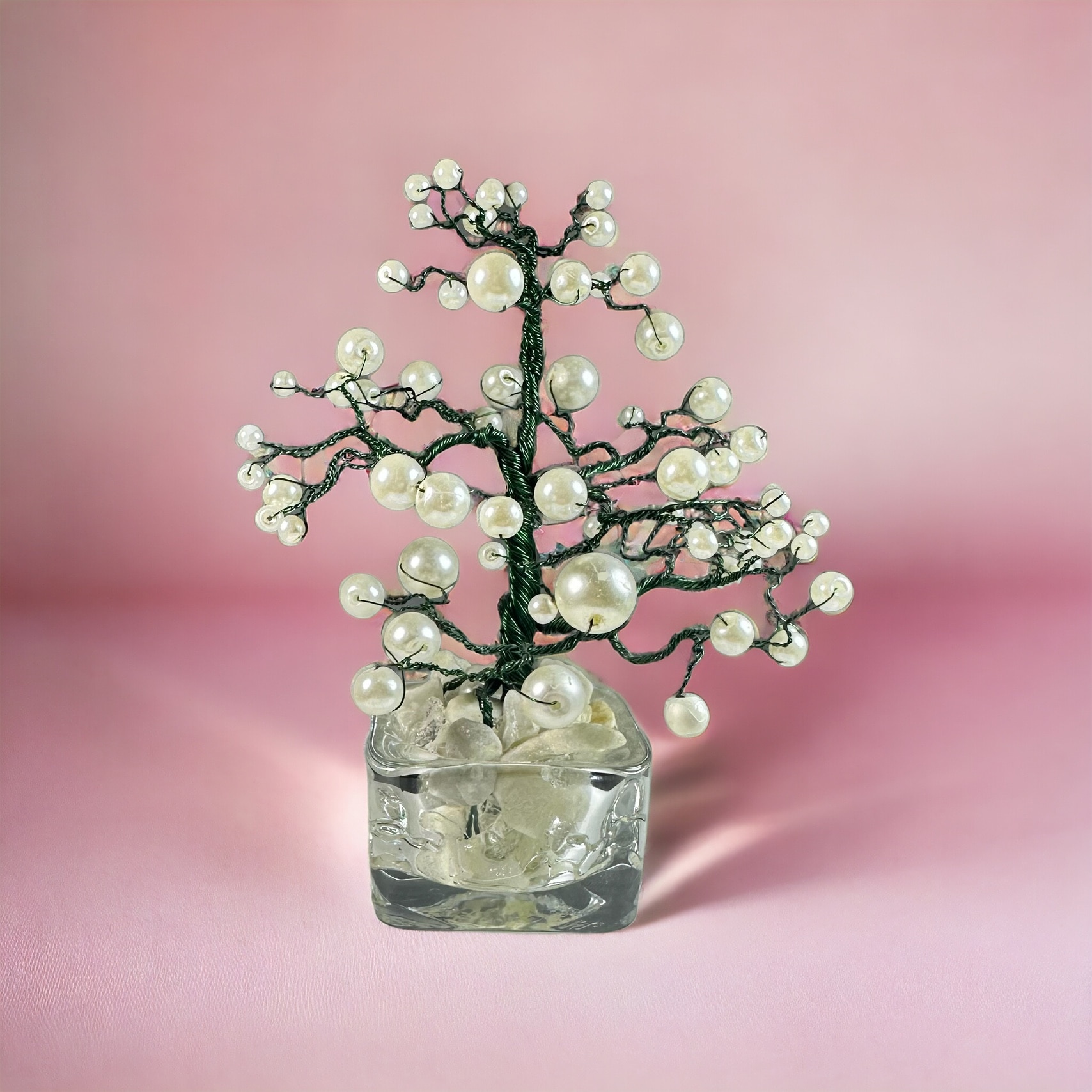 Copacel decorativ din margele, Zen Art, Realizat Manual, Margele Albe ...