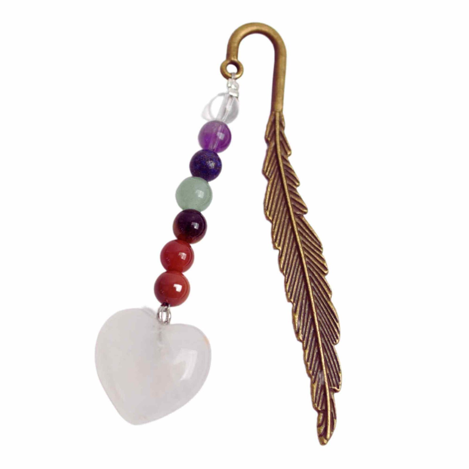 Semn de Carte Energetic cu Cele 7 Chakre si Inimioara din Cuart Roz ...