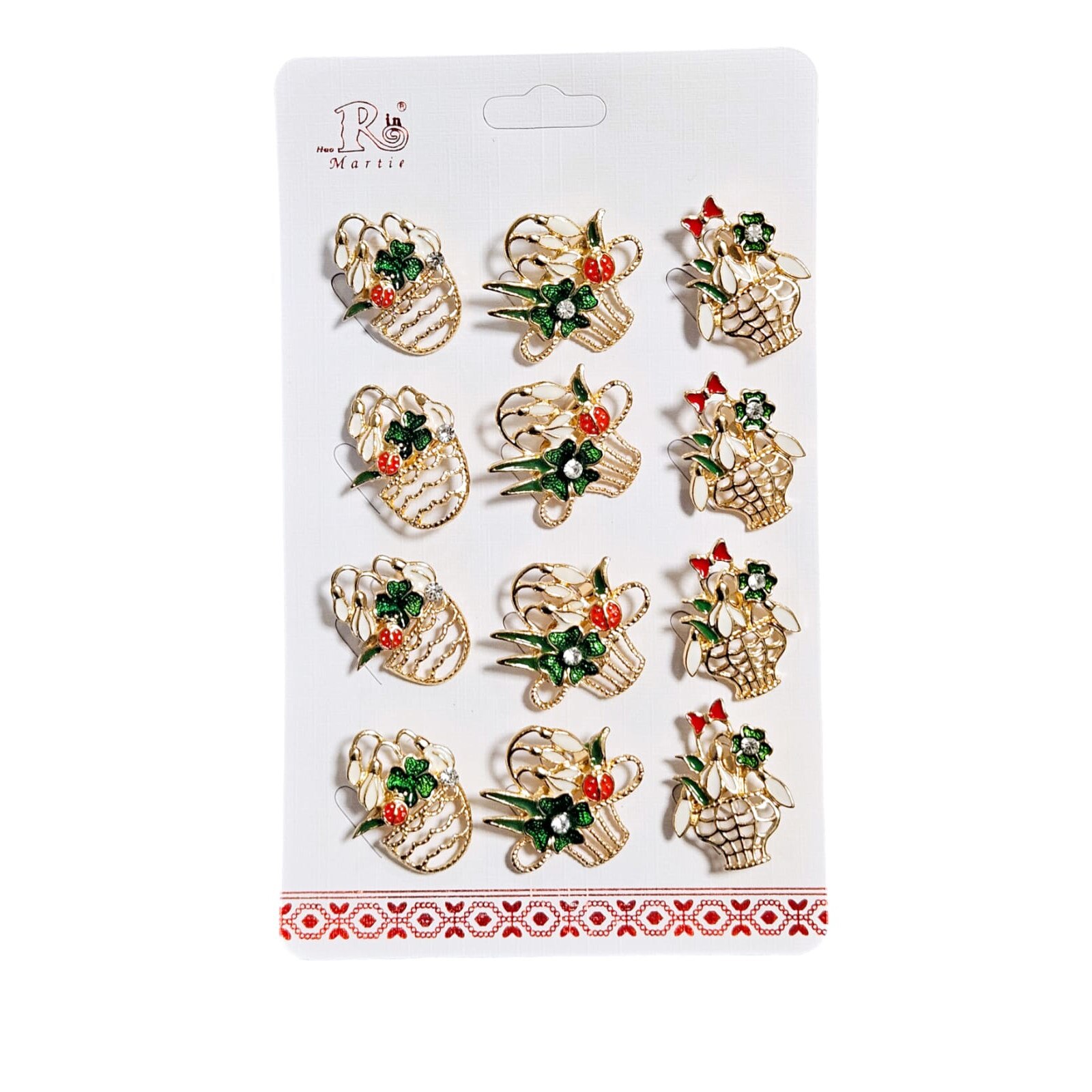Set 12 Brose pentru Martisor, cu Modele de Primavara 002 - eMAG.ro